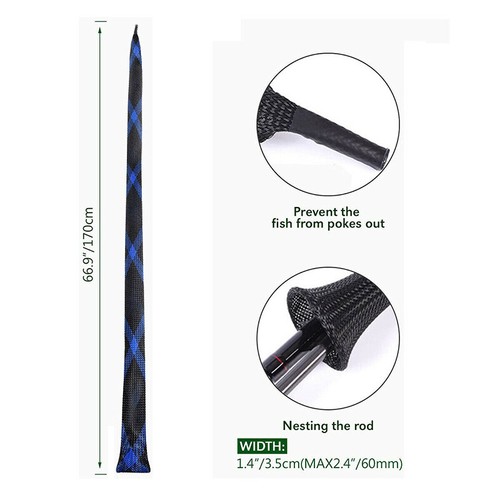10Pcs Fishing Rod Sleeve Sock Cover Braided Mesh Protector Pole ...