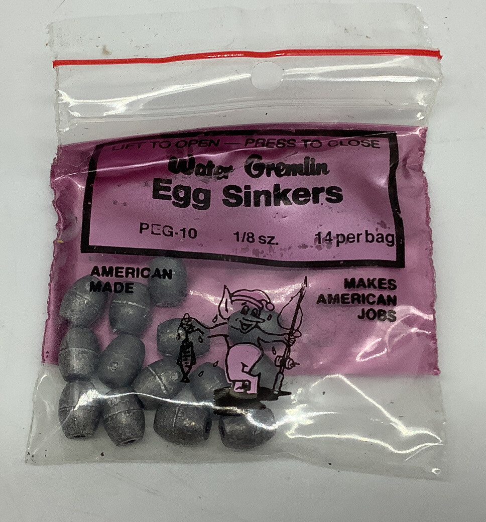 Water Gremlin Egg Sinkers, Peg 10 1/8 Sz Box Of 12 / 14 per bag 158 ...