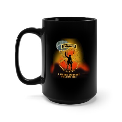Black Mug 15oz - Army - Infantry - Follow Me - Ranger Tab - Paratrooper ...