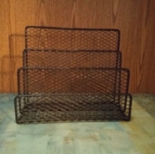 3 Section Wire Metal Mesh Desk Organizer Mail Letter Sorter Holder | eBay