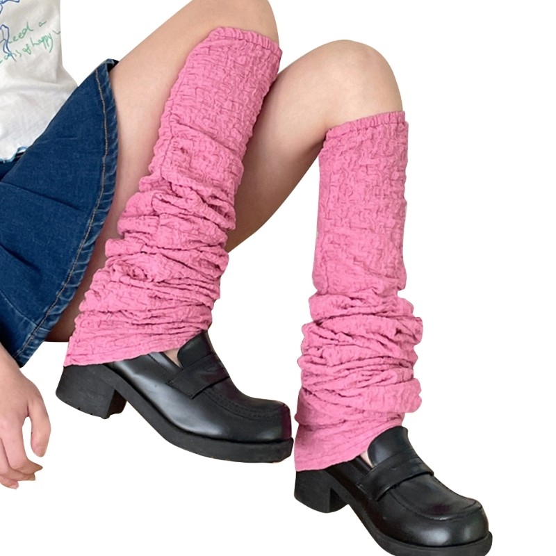 Elastic Calf Sock Y2k Ruffled Texture Knees High Sock Thigh High Loose ...