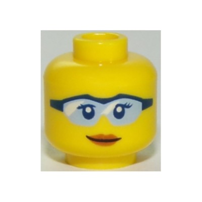 LEGO - Minifig, Head Female Glasses Blue w/ Black Frame, Closed Peach ...