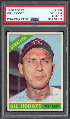 Gil Hodges Autographed 1966 Topps Card PSA 4 Auto Grade 7 PSA/DNA ...