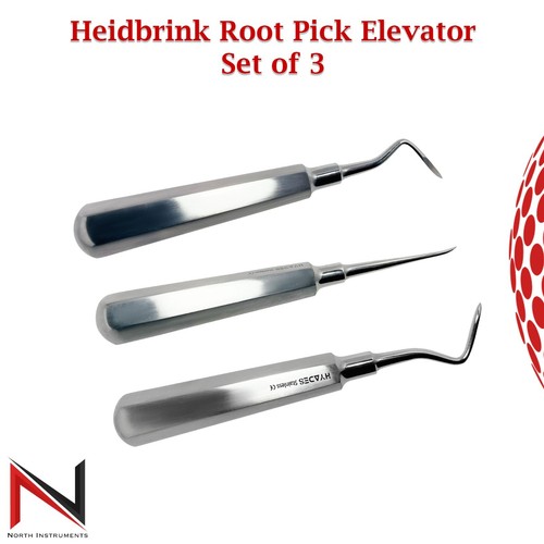 Dental Heidbrink Root Tip Pick Elevators Right, Left & Straight Tools Set of 3 | eBay