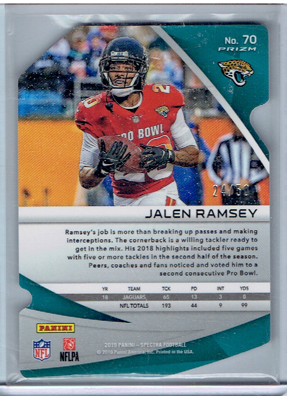 JALEN RAMSEY 2019 Spectra NEON BLUE PRO BOWL DIE CUT /50 Rams #70 | eBay