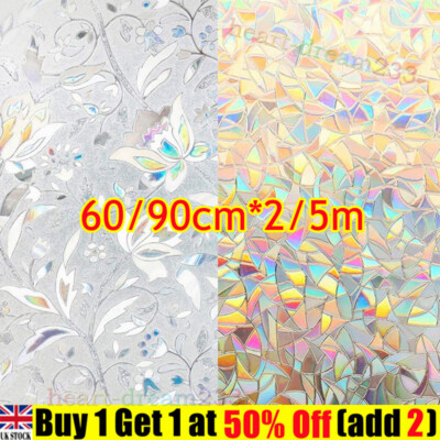 5M Bubble Free Frosted Window Film Roll Self Adhesive Etched Privacy ...