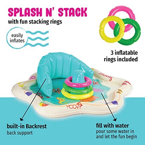 Inflatable Baby Splash Mat with Backrest & Fun Stackable Rings ...