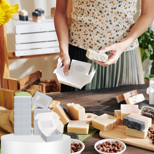 3.3x2.4x1.2" Paper Soap Box with Window, 20 Pack Soap Boxes Rectangle ...