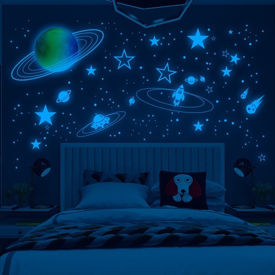 For Wall Glow Wall Stickers Rainbow Moon Stickers Modern Simplistic ...