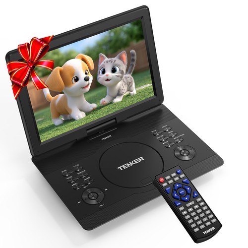 TENKER 16.9"Portable DVD Player 14.1"Swivel Screen 6 Hours Rechargeable ...