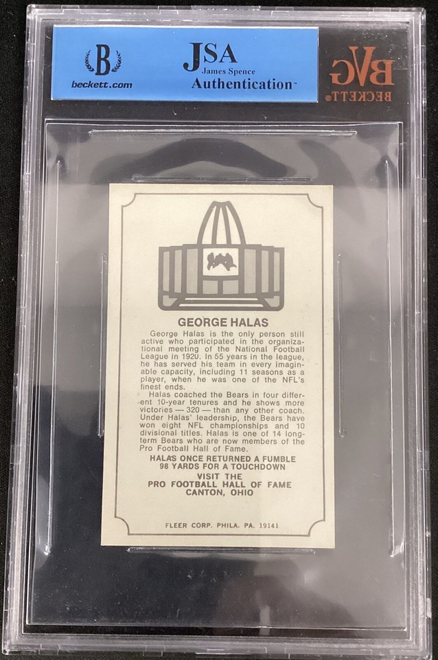 George Halas Signed 1974 Fleer Football Card Bears HOF Autograph ...