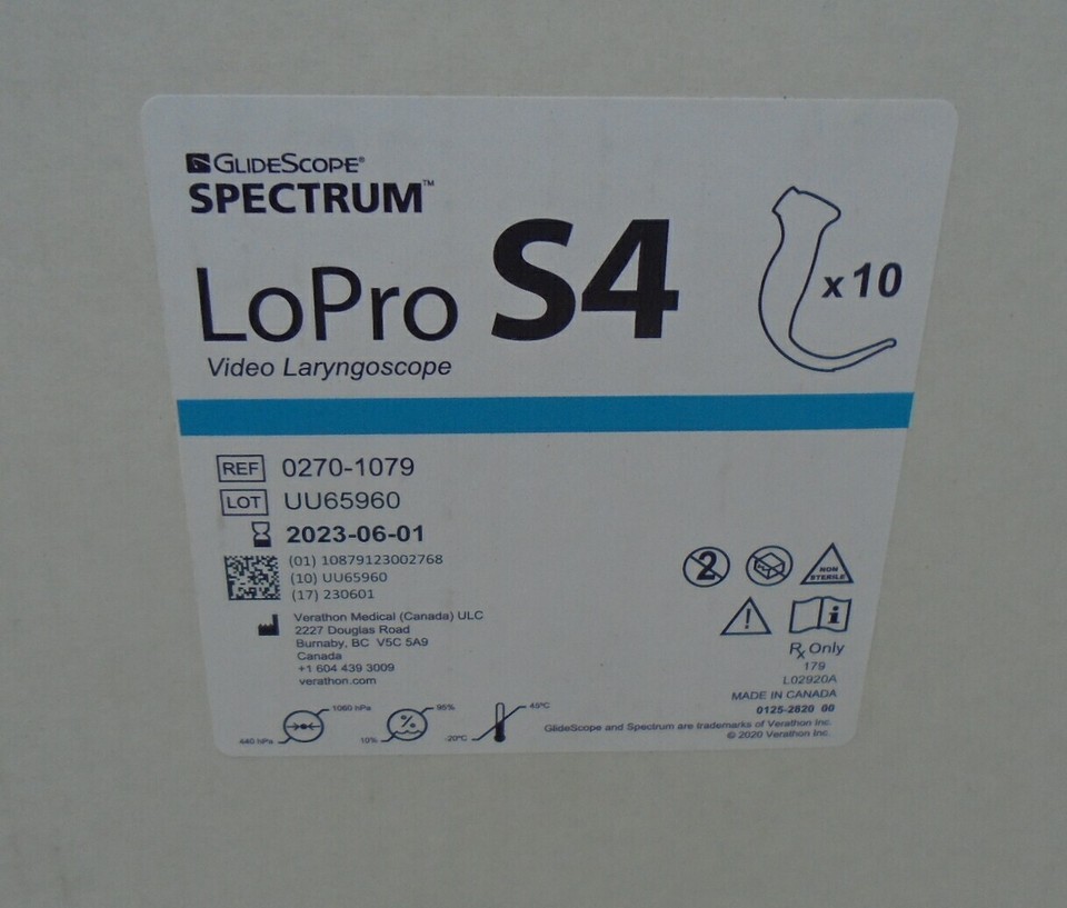 Case of 10 Glidescope LoPro S4 Video Laryngoscope 0270-1079 Blade Go ...