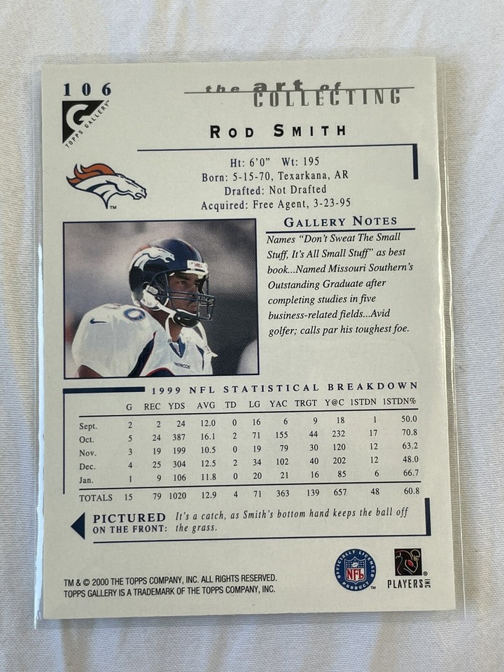 2000 Topps Gallery #106 Rod Smith Player's Broncos Football Card | eBay