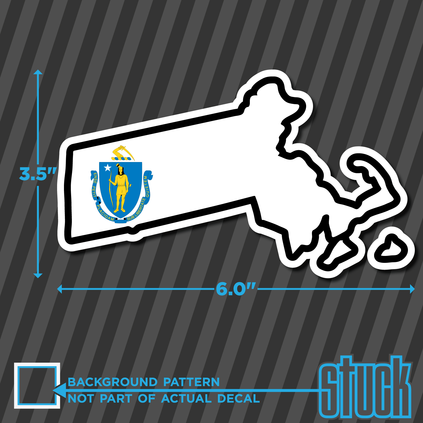 Massachusetts Flag Map Shape - 6.0"x3.5" - printed vinyl decal sticker ...