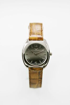 LEI Watch Womens Stainless Steel Silver Leather Brown Water Resist Gray ...