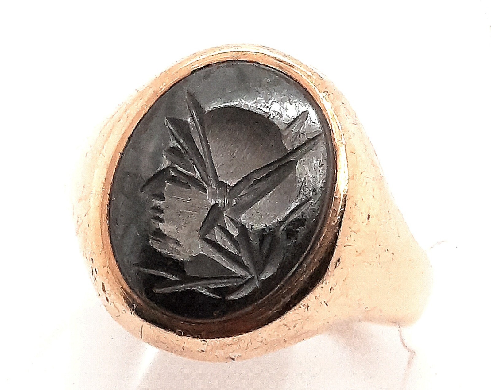 9ct Yellow Gold & Hematite Centurion Head Signet Ring c1967 | eBay ...