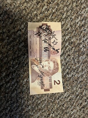 1986 canadian $2 bill Signed By Willie Pless “The Terminator” & Gizmo ...