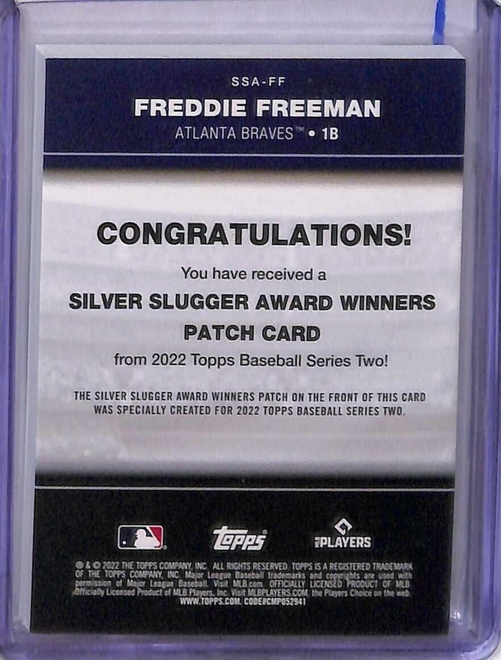 2022 Topps Baseball Freddie Freeman Silver Slugger Award Winners Patch ...