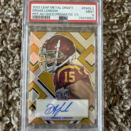 2022 Leaf Metal Draft Drake London Gold Prismatic 1/1 PSA 9 Atlanta ...