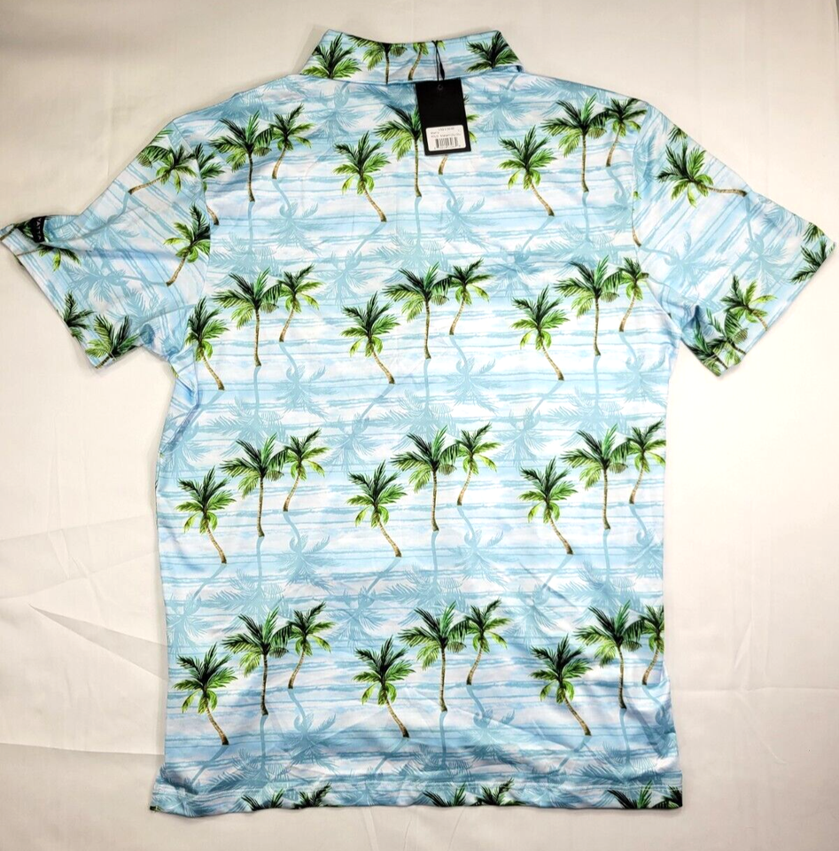 Yatta Golf Men's Polo Makani Olu Olu Palm Trees Hawaiian Shirt Large ...