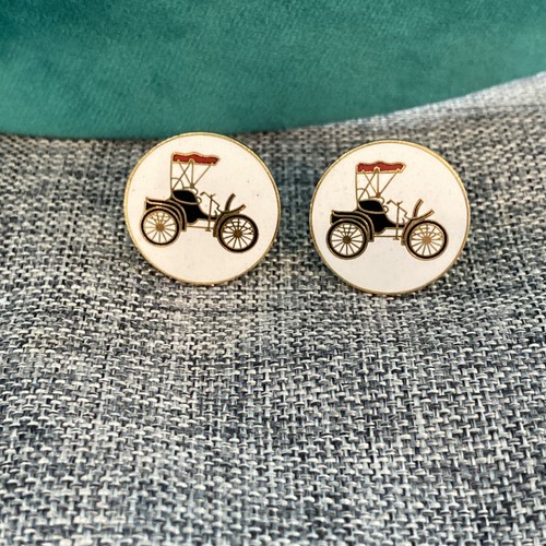 Vintage Model T ENAMEL ANTIQUE OLD FASHIONED BUGGY CAR CUFFLINKS Kinney ...