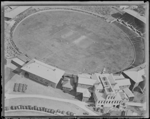 Aerial view SCG at the NSW versus Queensland football Third League ...