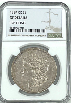 1889-CC NGC Morgan Silver Dollar XF Details Rim Filing | eBay