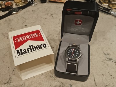 Wenger Swiss Army Vintage Marlboro 37mm Watch In Case With NEW Band ...