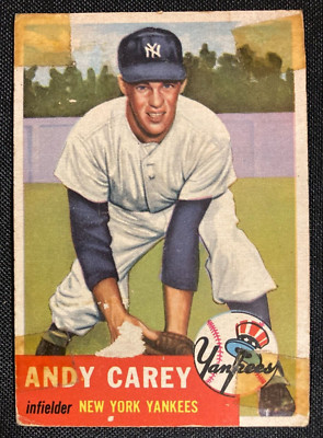 1953 Topps Baseball Card Andrew Carey RC #188 BV $100 CF | eBay