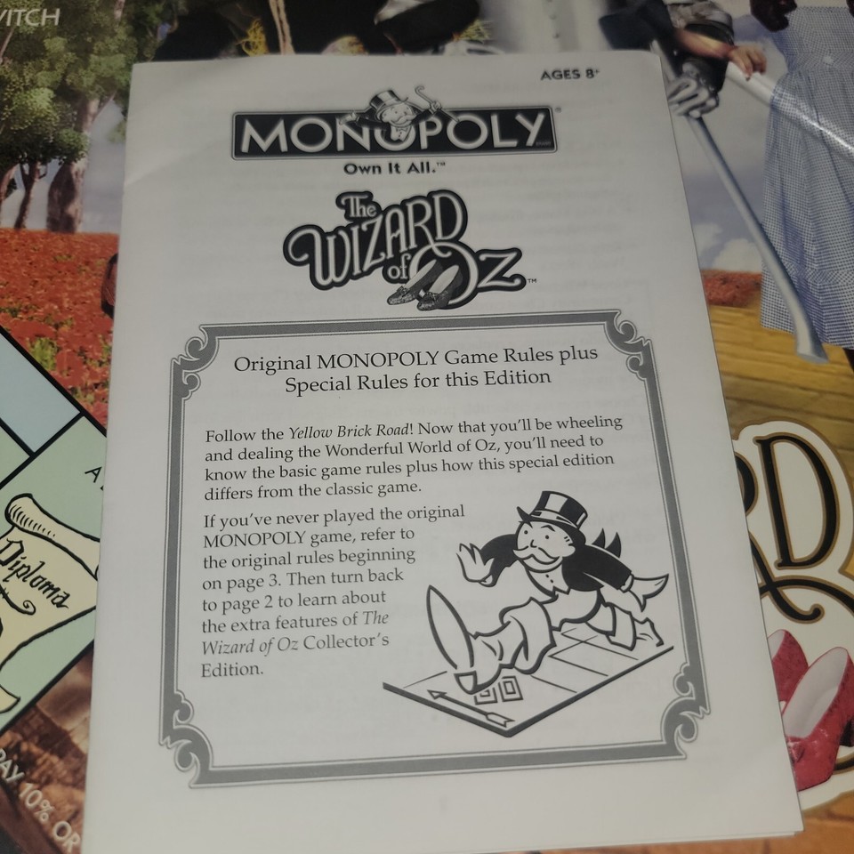 The Wizard of Oz Collector's Edition Monopoly Game Hasbro 2008 READ | eBay