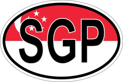 Sticker oval flag vinyl country code SGP singapore | eBay