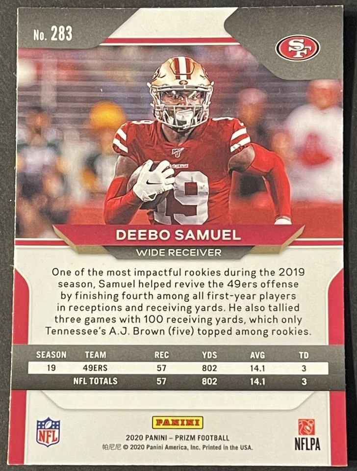 Deebo Samuel 2020 Panini Prizm #283 San Francisco 49ers Football Card ...