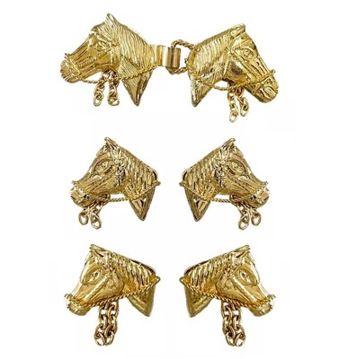 Mexican MARIACHI "Charro" gold horse head design steel vest brooch ...