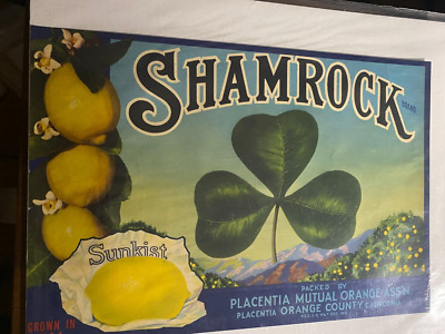 Vintage Unused Shamrock Lemons Crate Label NOS | eBay