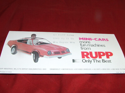 VINTAGE RUPP MINIBIKE /FUN KART 8 1/2 X 4" POINT OF SALE MALER ...