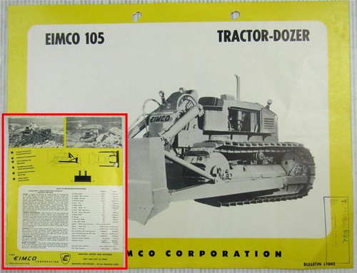 Prospectus Eimco 105 Tractor-DOZER with Technical Data Specification ...