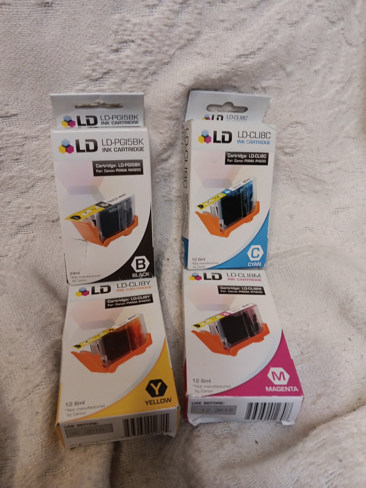Lot Of 4 LD Ink Cartridge 0628B002 PGI5Bk PGI5 Black Cyan Yellow ...