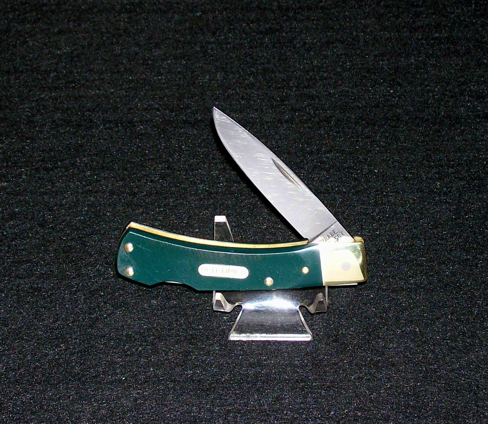 Schrade Lockback Knife 5OTG Circa-1990's Green Handles 3-3/4" Cl. No ...