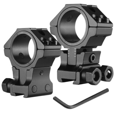 2Pieces Adjustable Center Height Scope Mount 1"/30mm Ring 11mm Riser ...