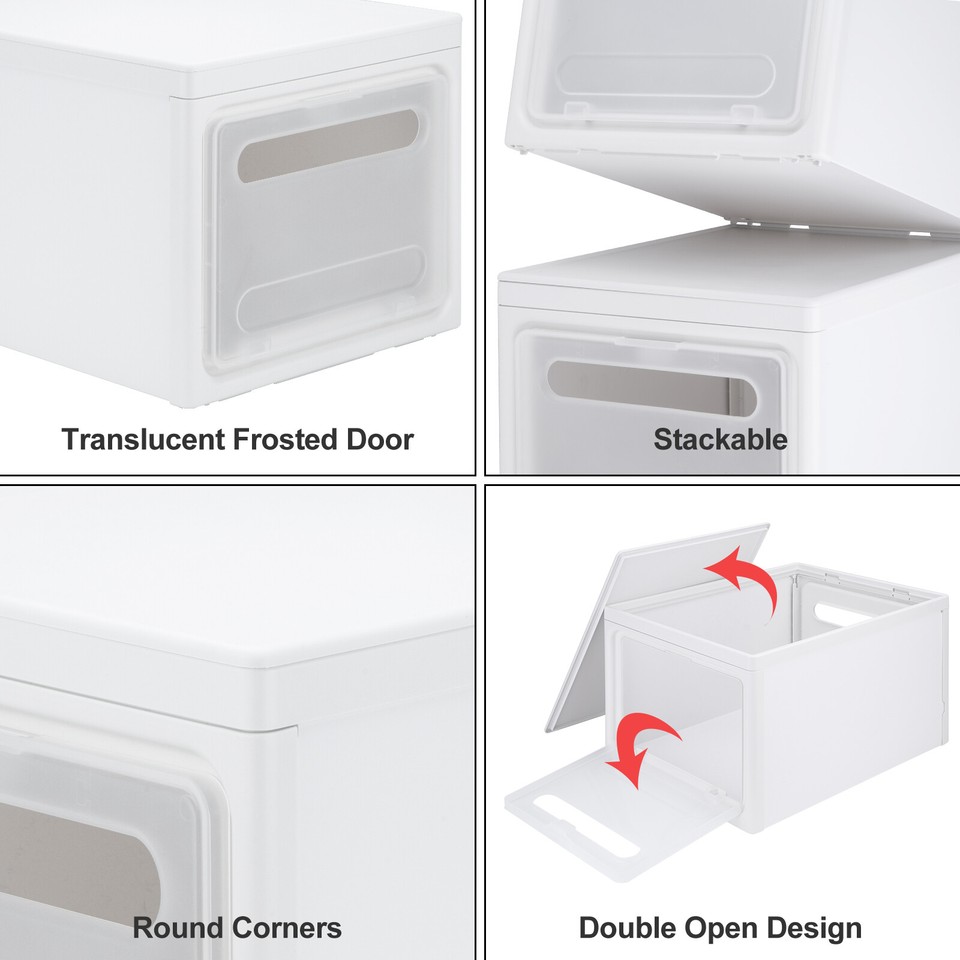 24 Gal/Set Plastic Storage Cabinet Bins Containers Stackable Clear Box ...