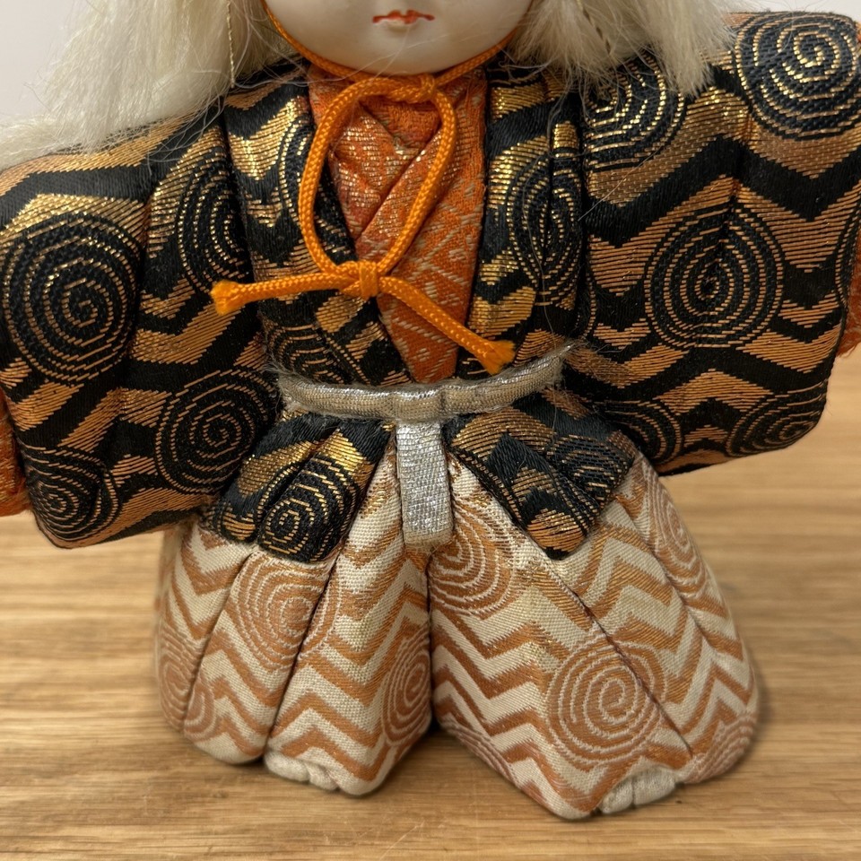 Japanese Renjishi Kabuki Doll White Mane Lion Dancer Brocade Fabric ...