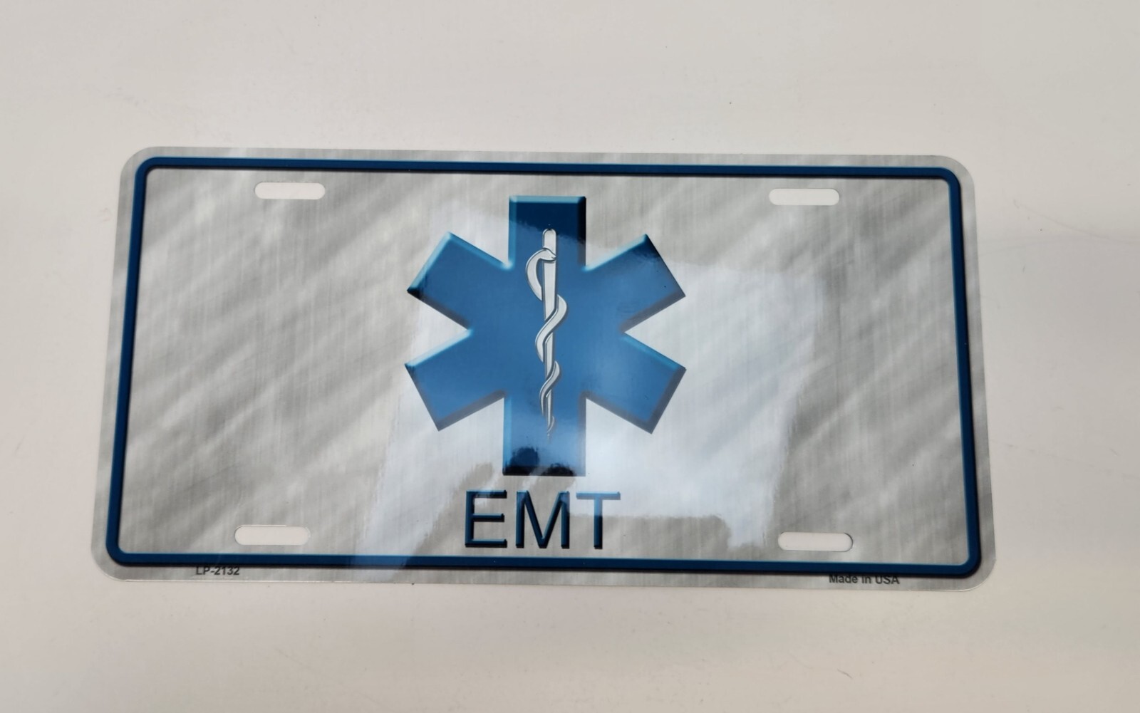 EMT Blue & White Medical Emblem Metal Aluminum License Plate Tag Made ...