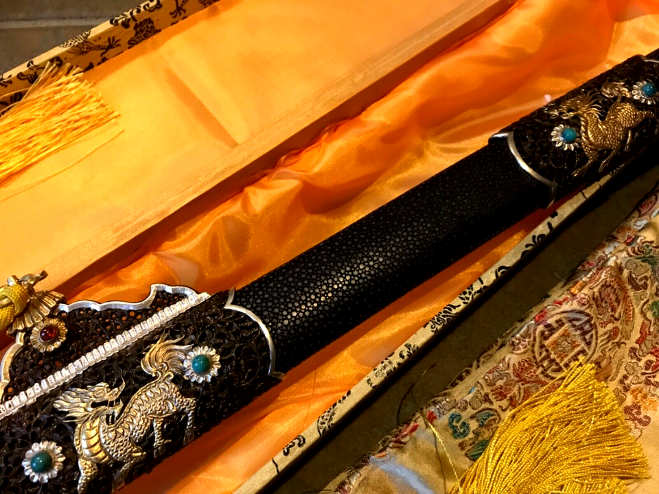 Authentic Rare Dragon Sword Clay Tempered 2000 Layer Folded&Certificate ...