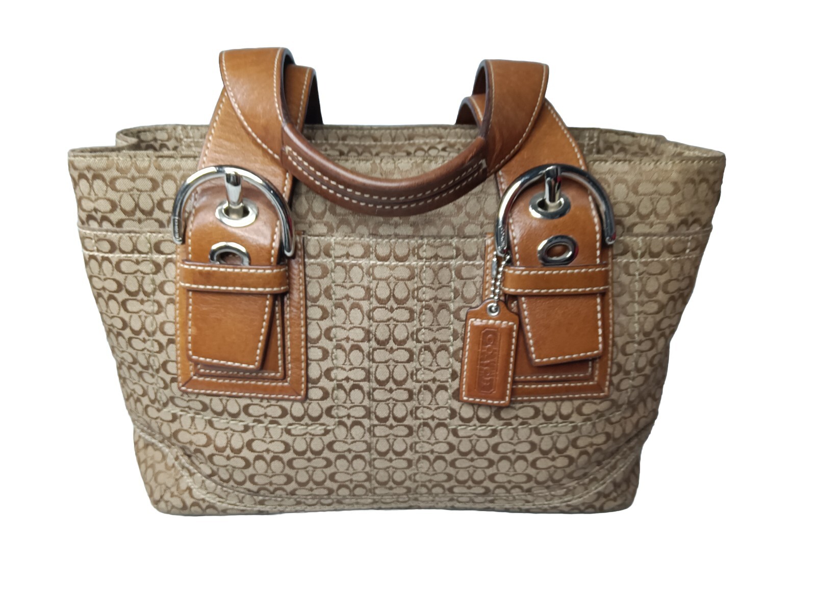 Coach Signature Canvas Tote Small Handbag F12310 Leat… - Gem