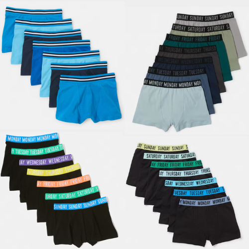 Kids Cotton Trunks Elastic Waistband Trunks 7 Pack Double Layered Pouch ...