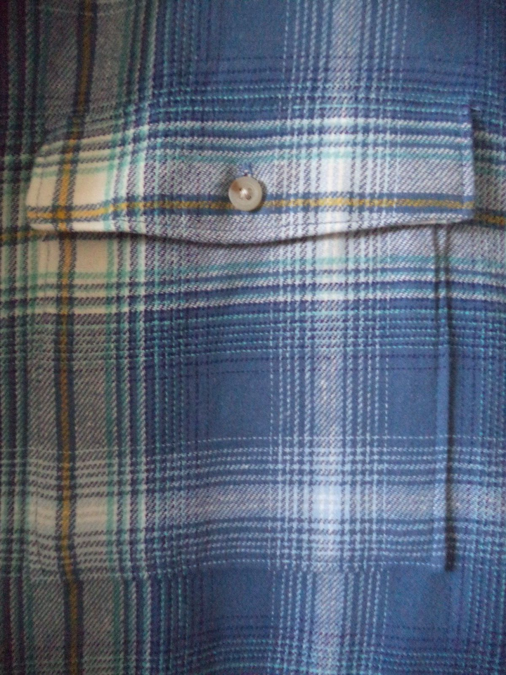 Denim Blue Soft Blue Plaid Cotton Pocket Flannel Buttondwn Shirt 2XL 3X ...