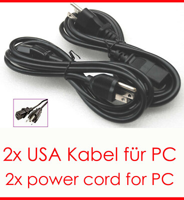 2x USA US Pwrcable 110V 115V PC Powercord US-Cable for PSU Power Cord ...