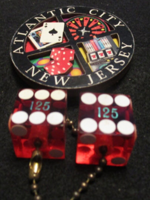 CLARIDGE A C DICE 1 pair regulation size + ATLANTIC CITY MAGNET SHIP ...