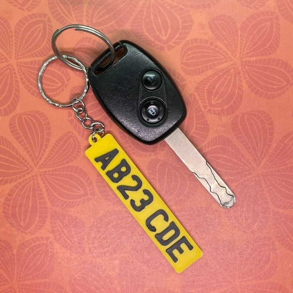 Customisable Car Number Registration Reg Plate Keyring Personalised 3D ...