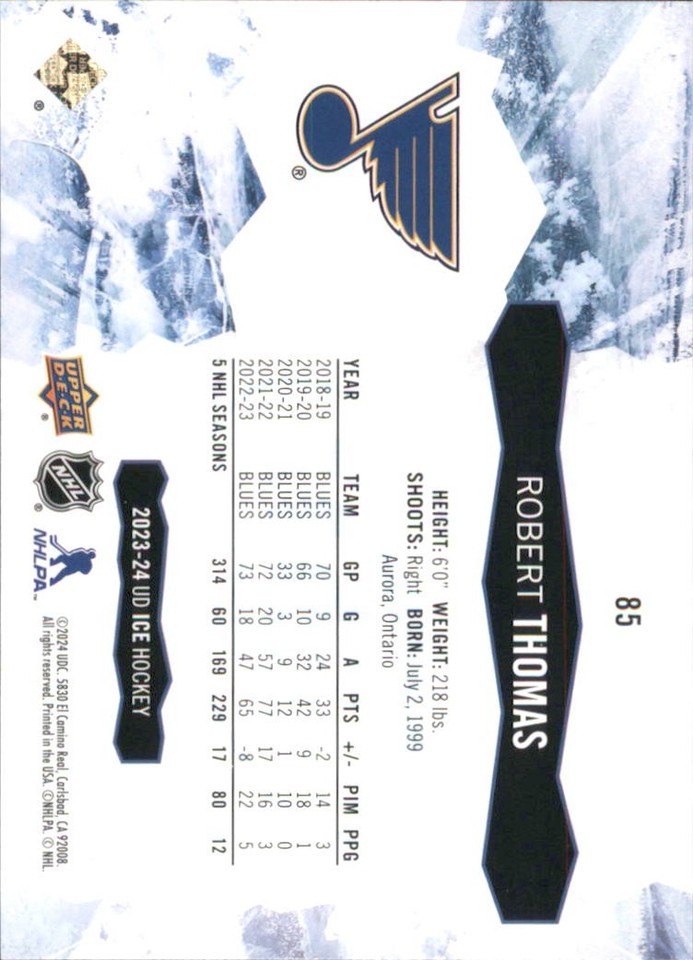 2023-24 Upper Deck Ice #85 Robert Thomas - HKY | eBay